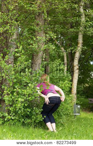 Woman Is Peeing In The Nature Stock Photo Stock Images Bigstock