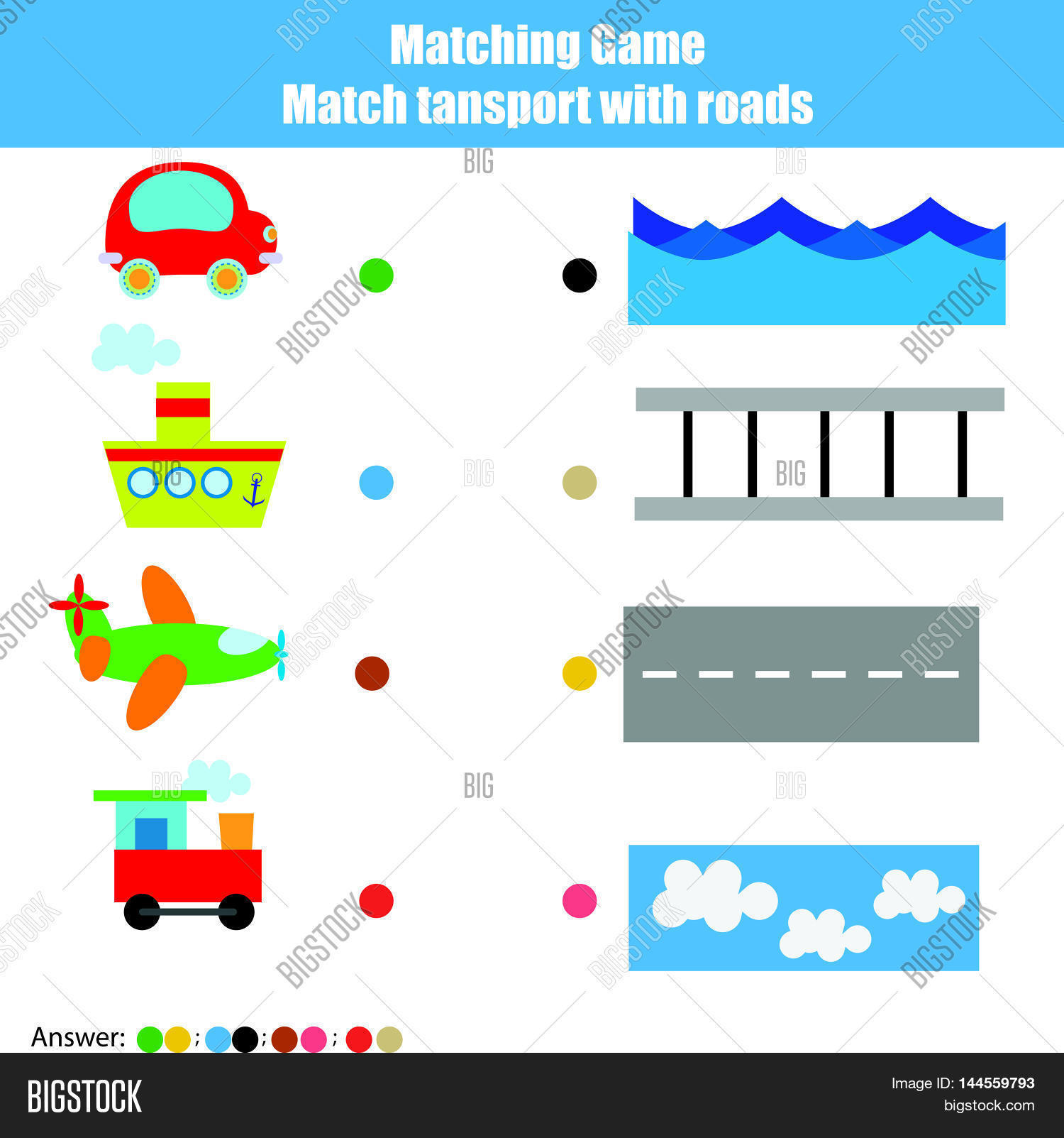 Match Transport Roads Children Vector & Photo | Bigstock