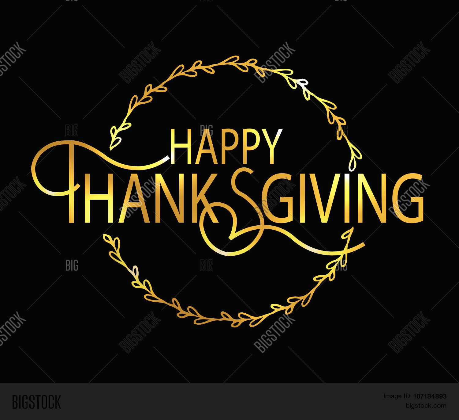 Happy Thanksgiving Day Gold Logotype, Badge And Icon Stock Vector & Stock Photos | Bigstock