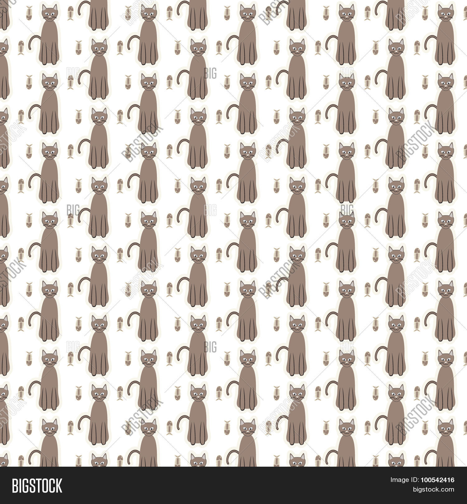 Cat Fishbone Seamless Vector & Photo (Free Trial) | Bigstock