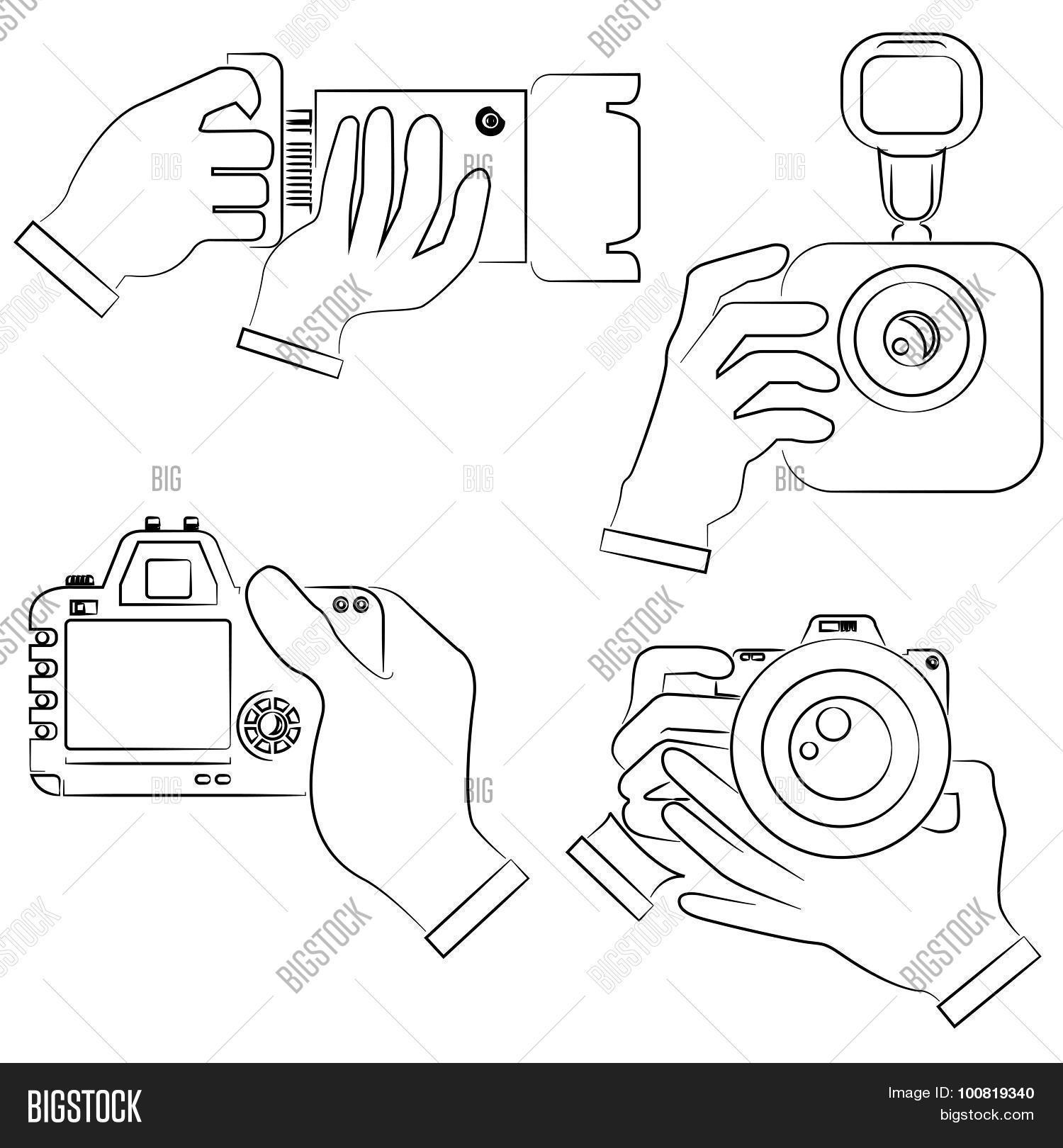 Hand Holding Camera Drawing