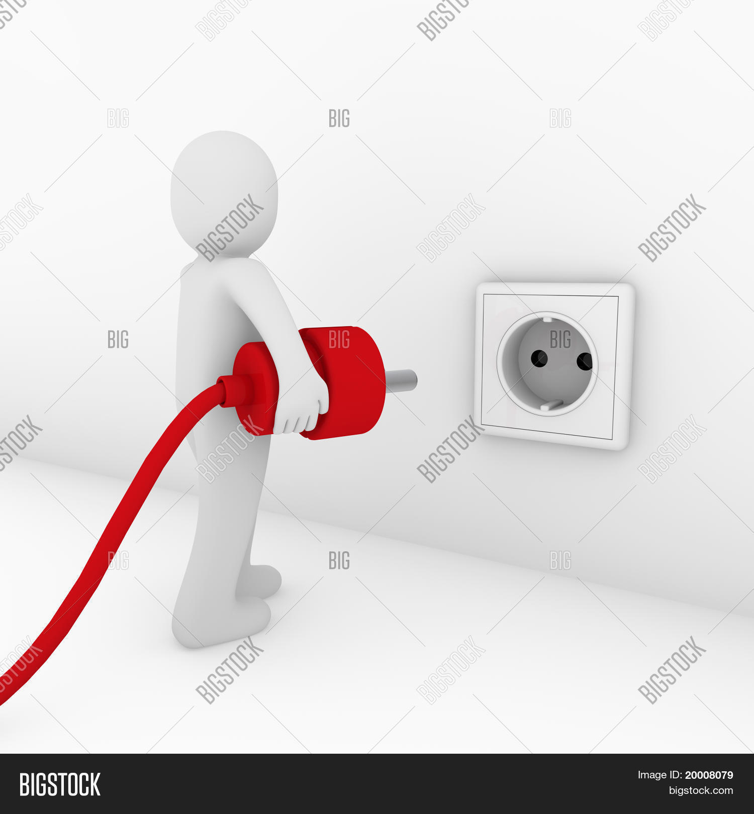 3D Man Plug Socket Red Image & Photo (Free Trial) | Bigstock