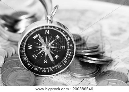 Compass Money On Map, Image & Photo (Free Trial) | Bigstock