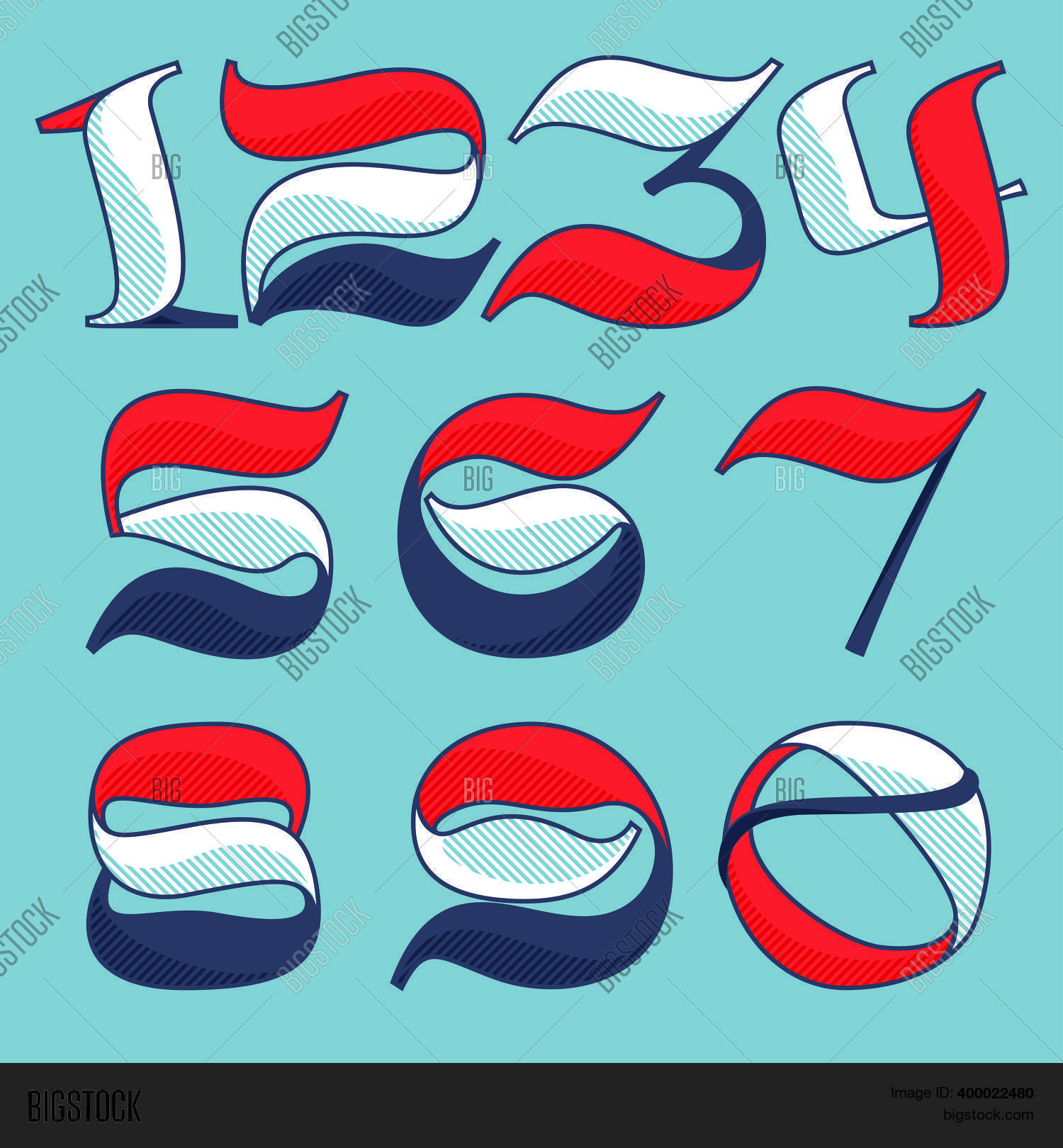 Numbers Set Shadow Vector & Photo (Free Trial) | Bigstock