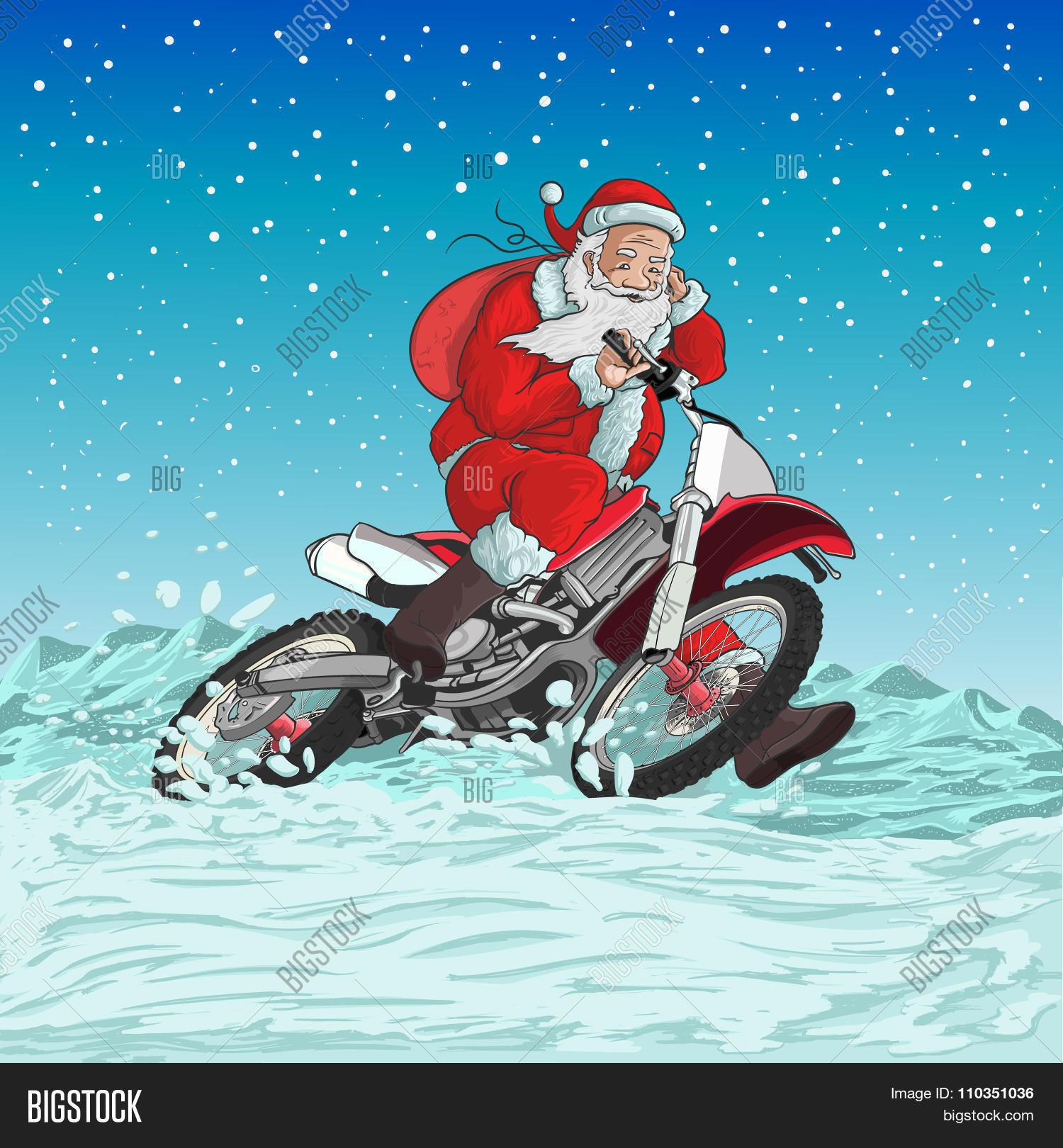 Santa On A Motorcycle Clipart