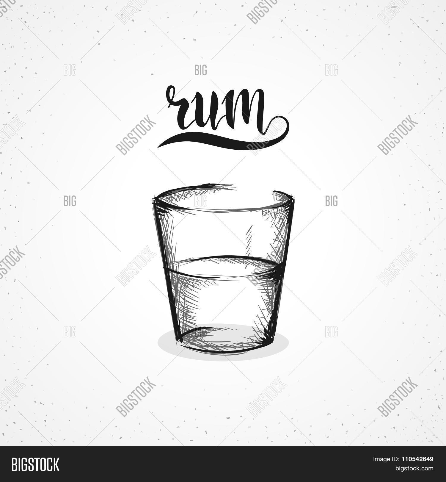 Monochrome Rum Glass Vector And Photo Free Trial Bigstock