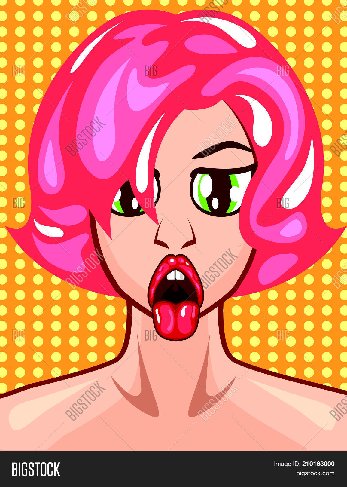 Pop Art Tongue Girl Vector & Photo (Free Trial) | Bigstock