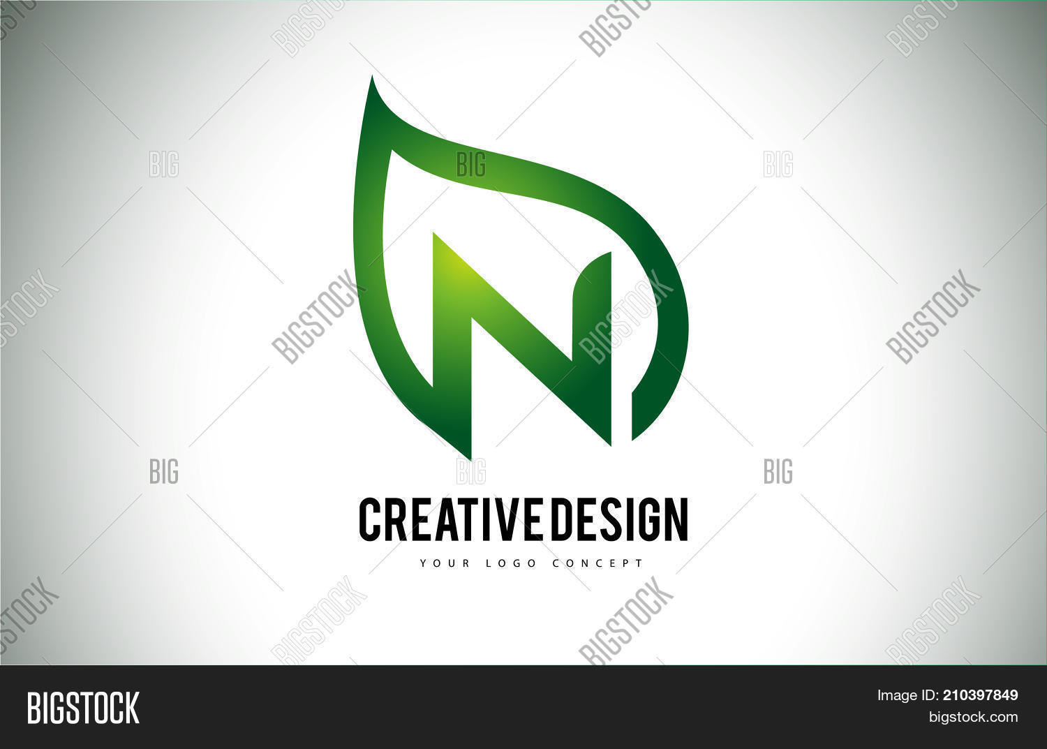 N Leaf Logo Letter Vector & Photo (Free Trial) | Bigstock