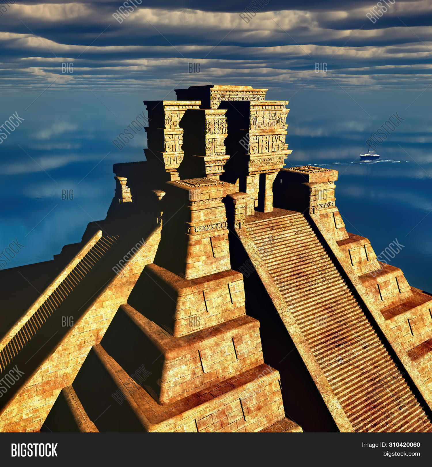Stairs Mayan Temple 3d Image & Photo (Free Trial) | Bigstock