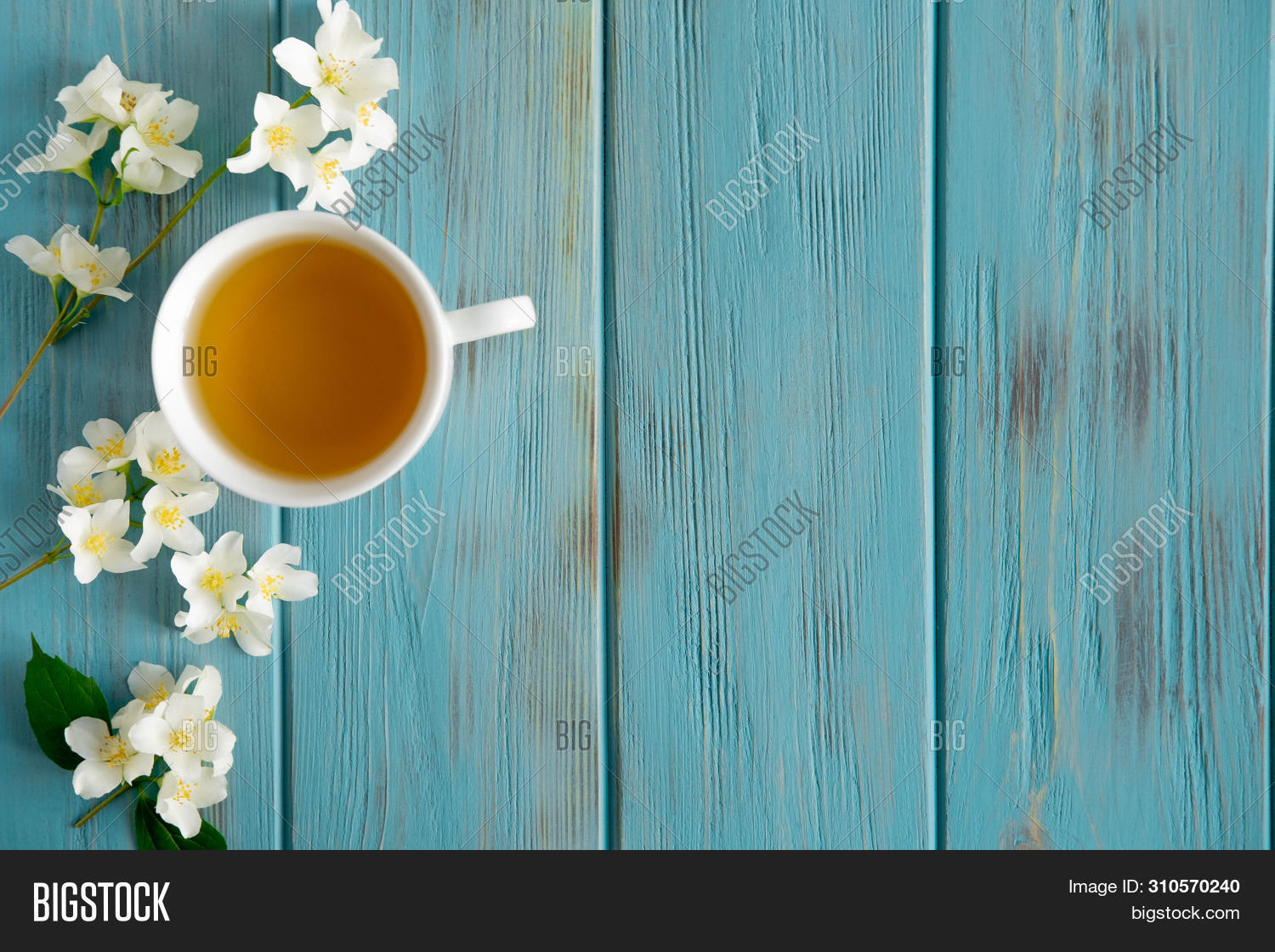 Jasmine Tea On Blue Image & Photo (Free Trial) | Bigstock