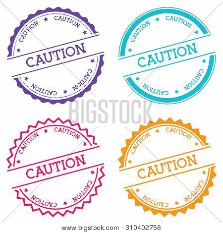 Caution Badge Vector & Photo (Free Trial) | Bigstock