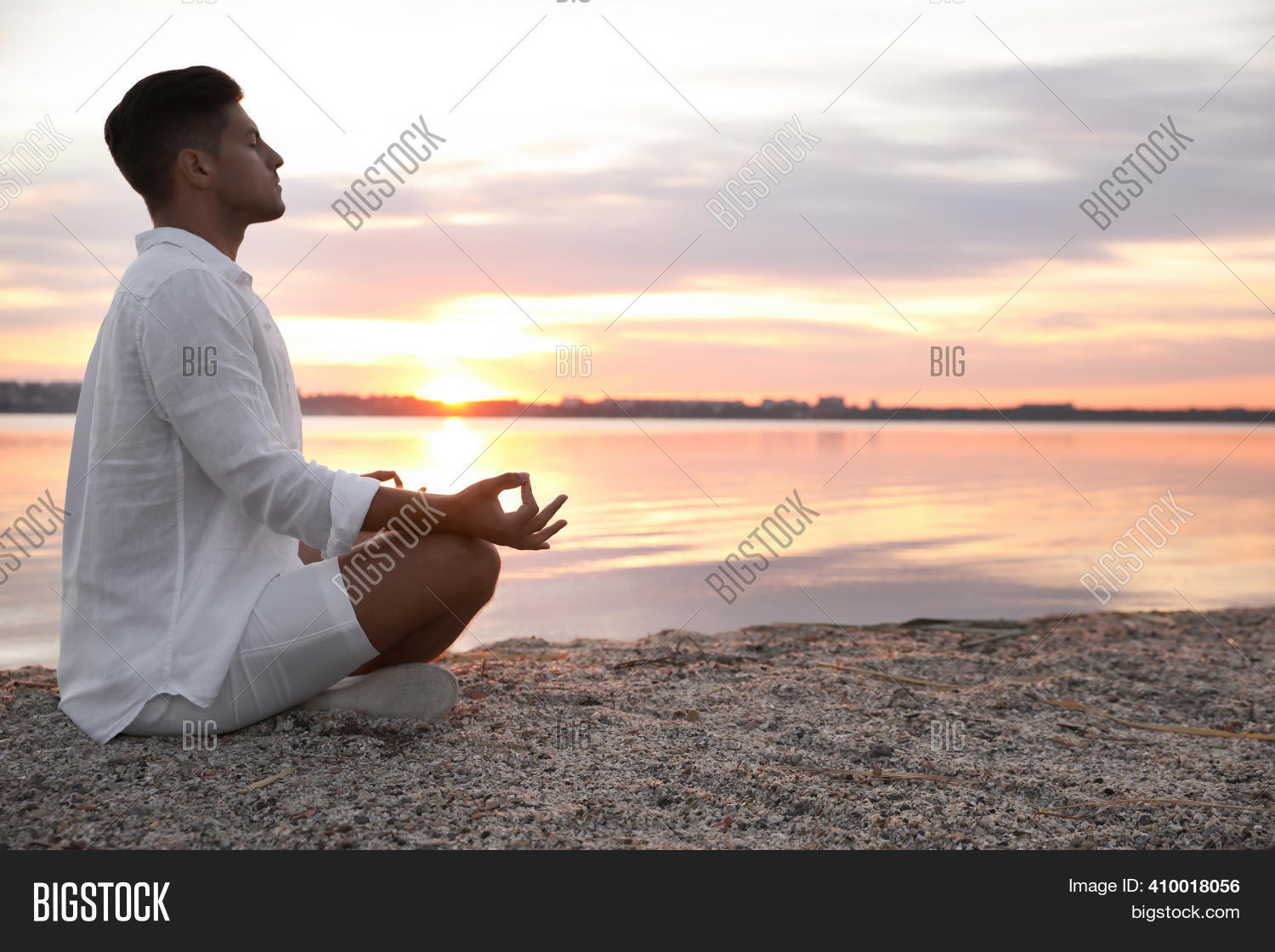 Man Near River Sunset Image & Photo (Free Trial) | Bigstock