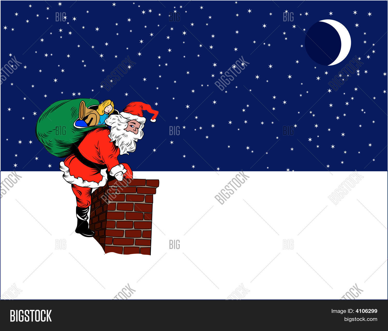 Santa On Roof Vector & Photo (Free Trial) | Bigstock