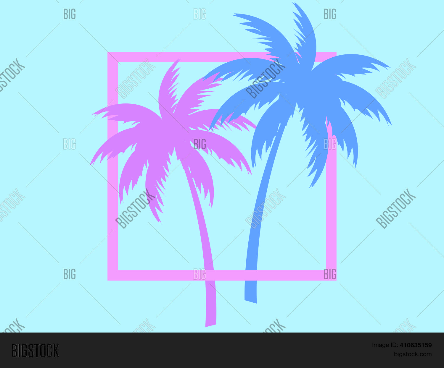 Two Palm Trees Blue Vector & Photo (Free Trial) | Bigstock