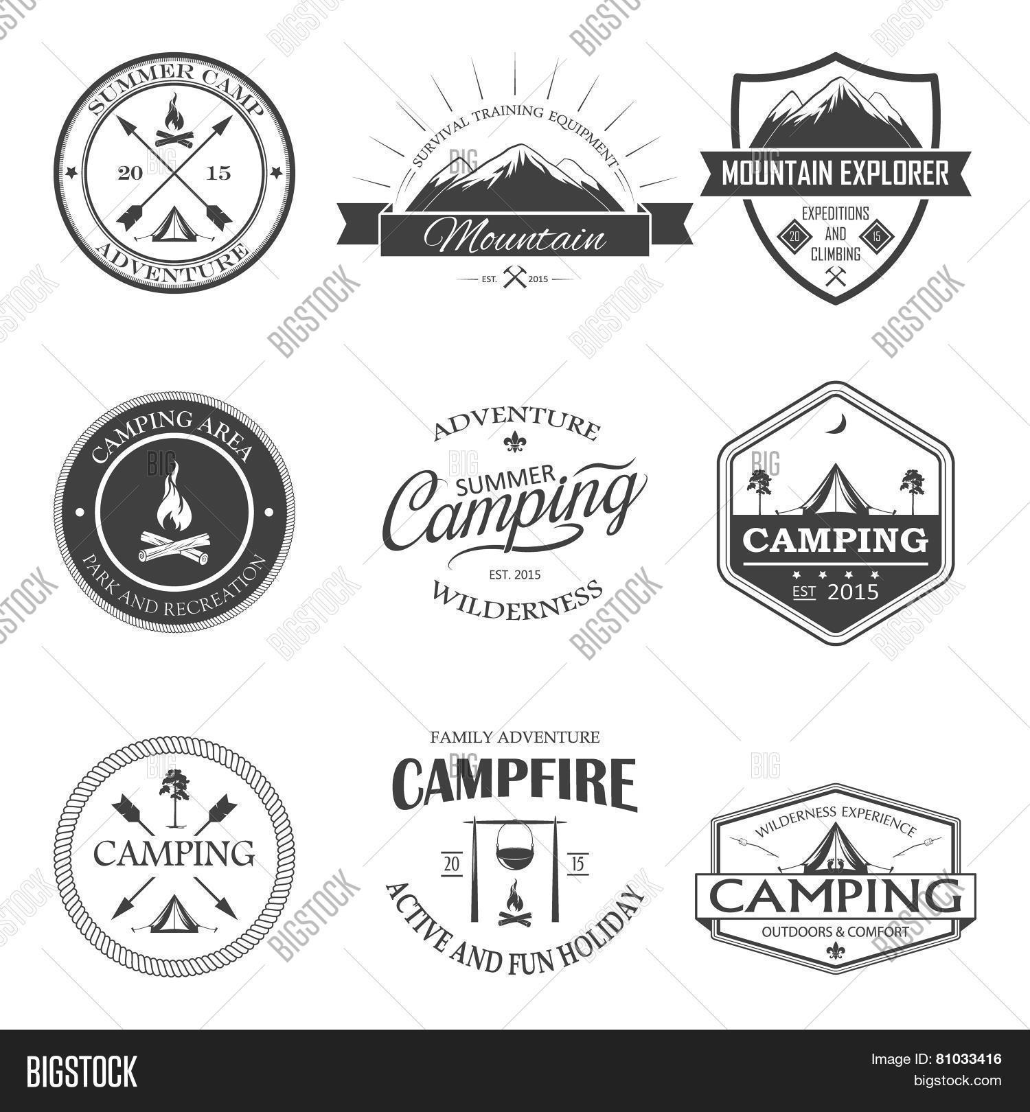Camping Labels Set Vector & Photo (Free Trial) | Bigstock