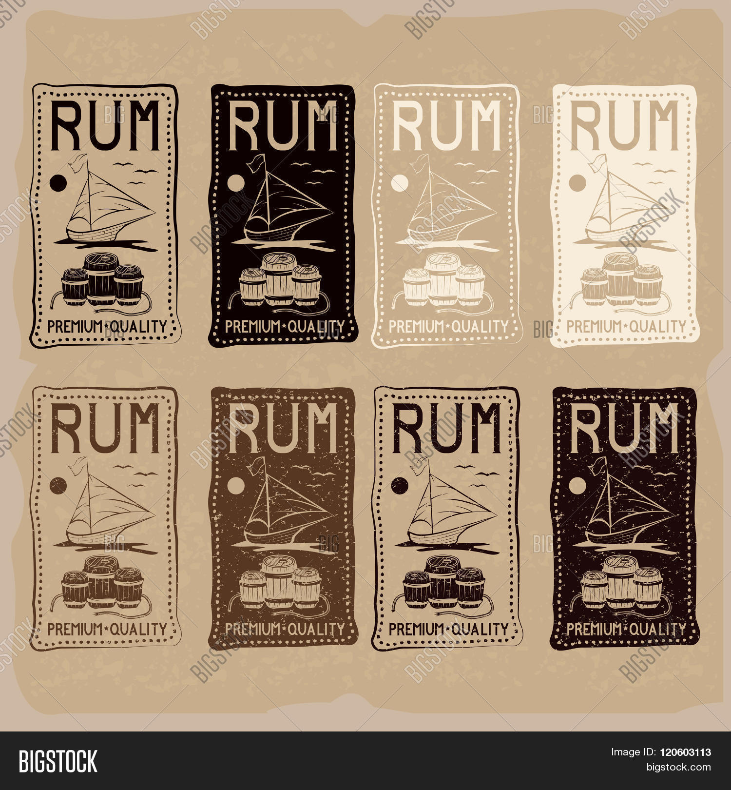 Rum Vintage Labels Vector & Photo (Free Trial) | Bigstock