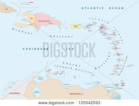 Vector y foto Lesser Antilles Map (prueba gratis) | Bigstock