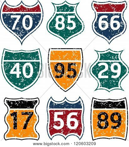Grunge Road Signs Set Vector & Photo (Free Trial) | Bigstock