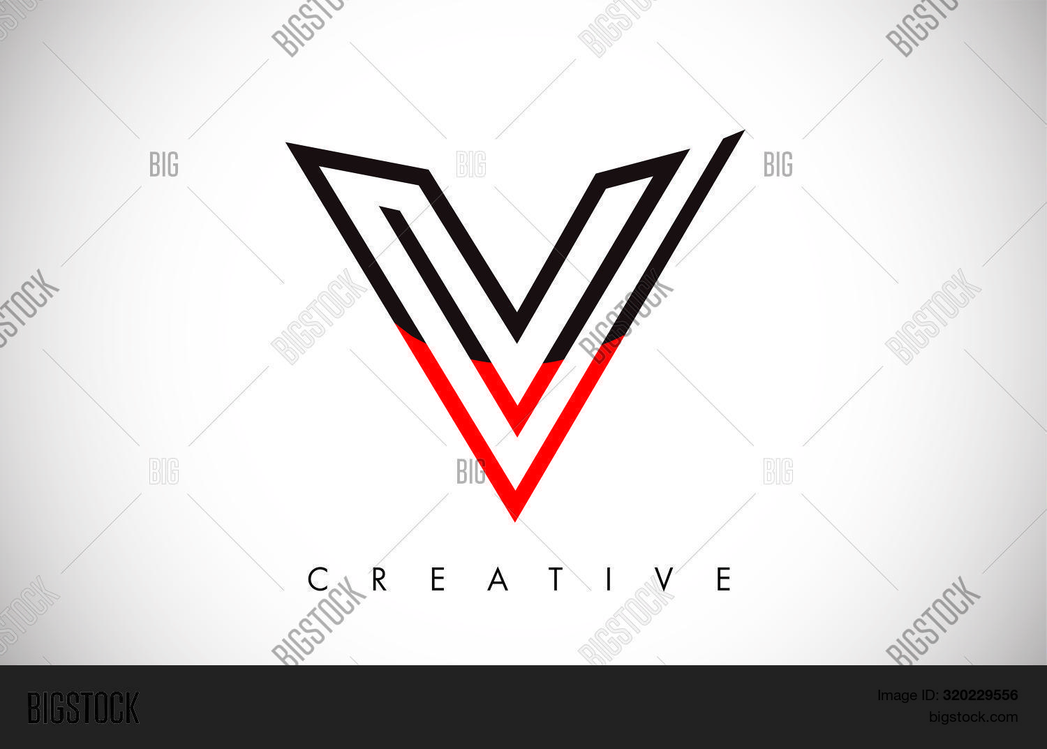 V Black Red Letter Vector & Photo (Free Trial) | Bigstock