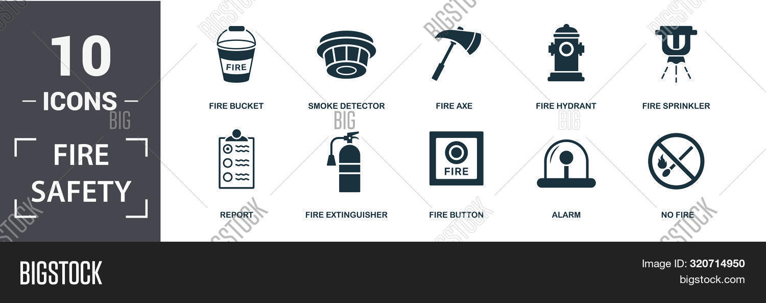 Fire Safety Icon Set. Image & Photo (Free Trial) | Bigstock