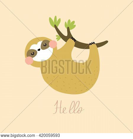 Hello. Cartoon Sloth Vector & Photo (Free Trial) | Bigstock