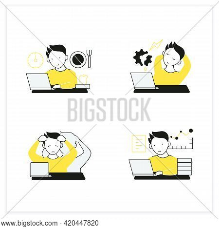 Workaholic Flat Icons Vector & Photo (Free Trial) | Bigstock
