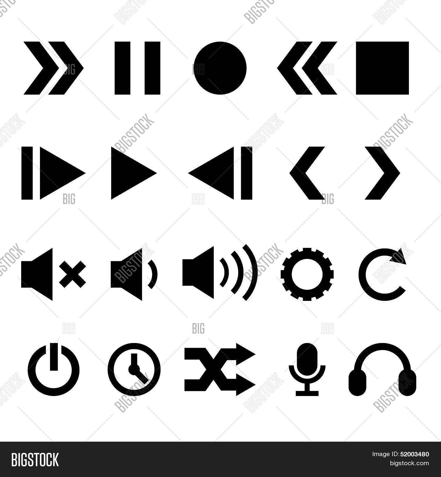 Player Icons Set Vector & Photo (Free Trial) | Bigstock