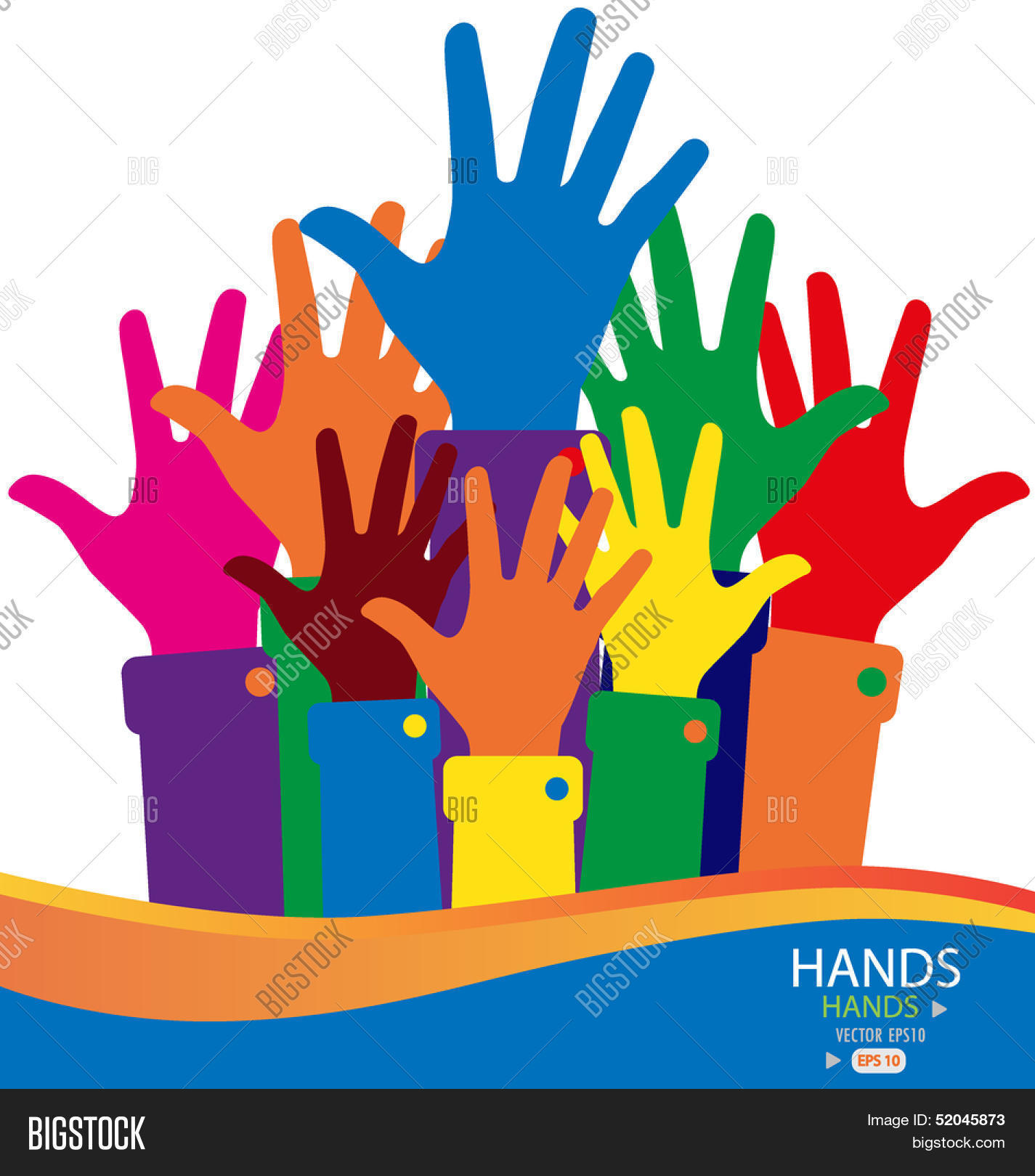 Colorful Raised Hands Vector & Photo (Free Trial) | Bigstock