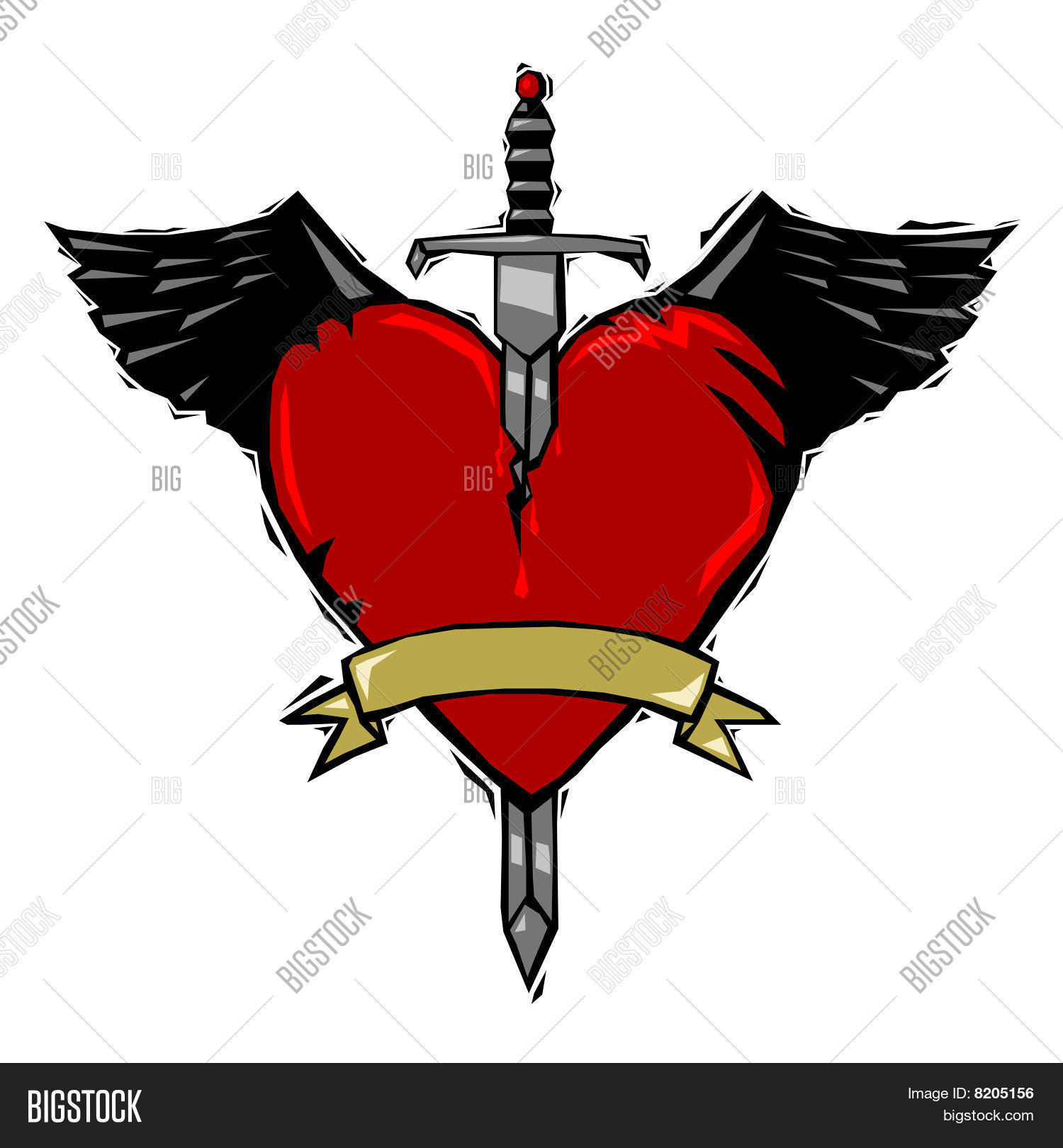Sword Heart Tattoo Vector & Photo (Free Trial) | Bigstock