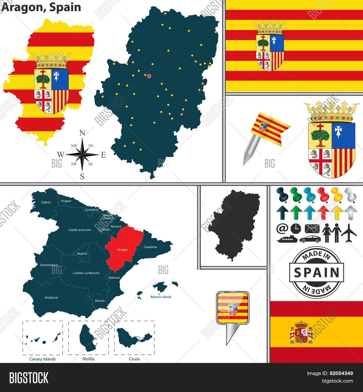 Map Aragon, Spain Vector & Photo (Free Trial) | Bigstock