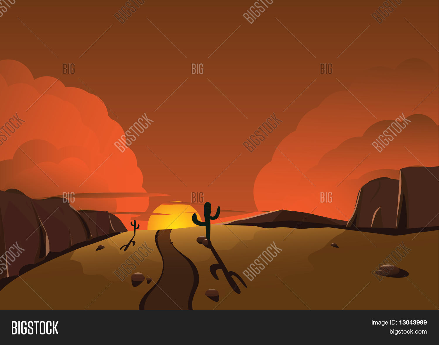 Evening Landscape Vector & Photo (Free Trial) | Bigstock