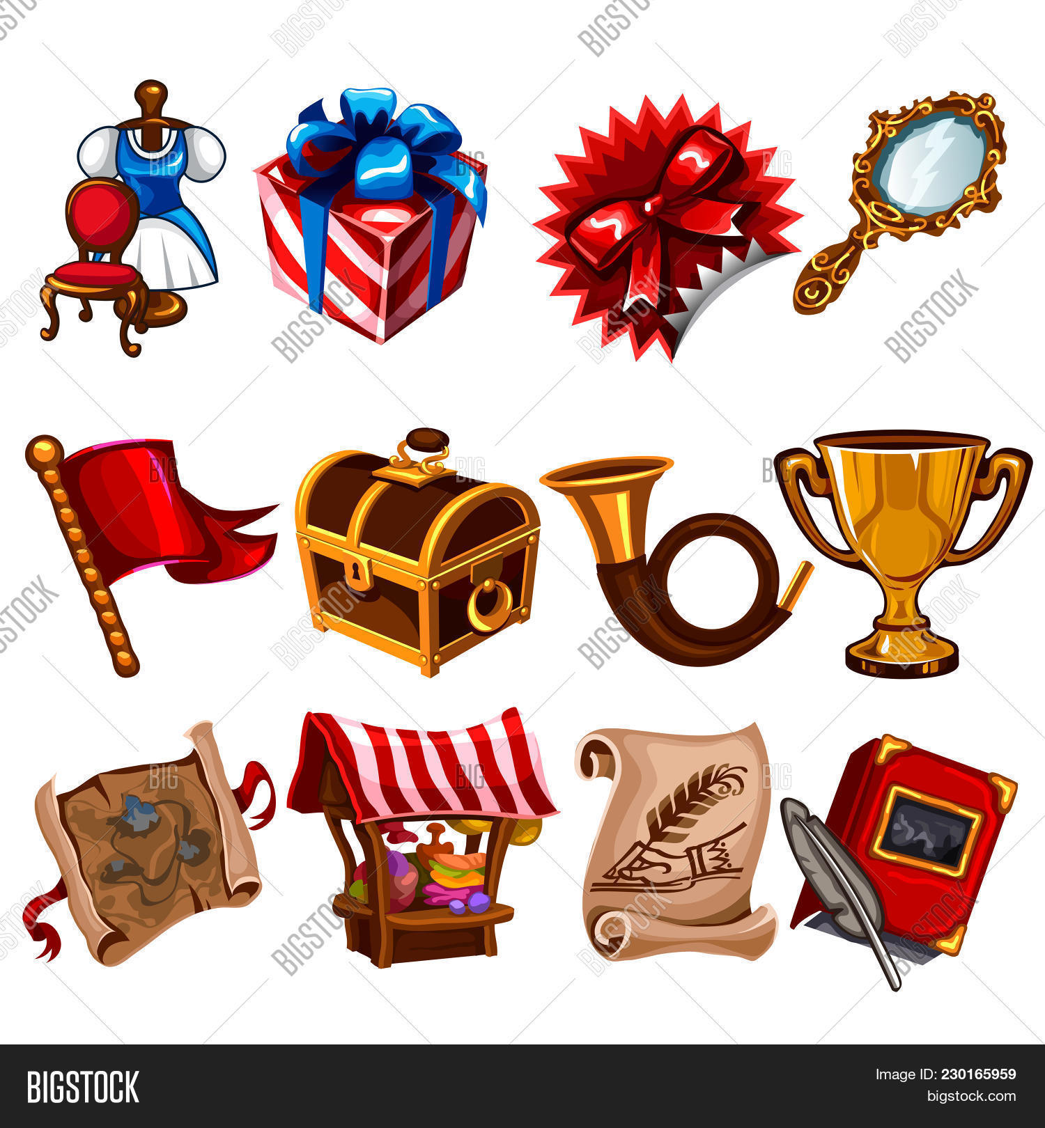 Set Vintage Items Vector & Photo (Free Trial) | Bigstock