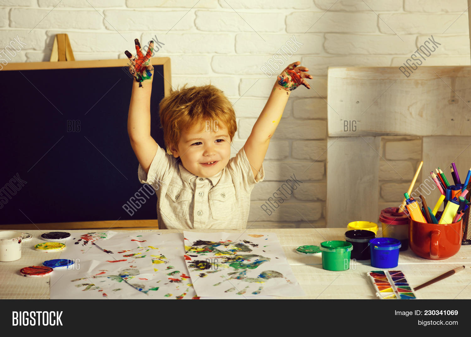 Happy Boy Colors His Image & Photo (Free Trial) | Bigstock