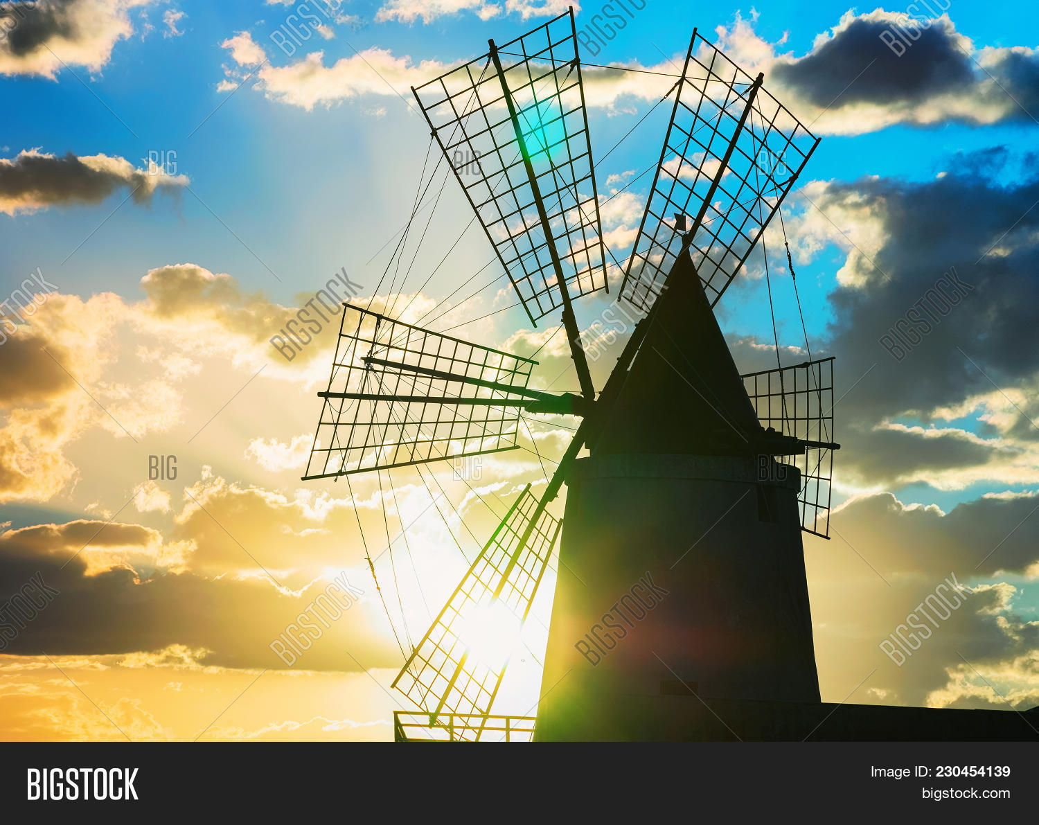 Sunset Windmill Salt Image & Photo (Free Trial) | Bigstock