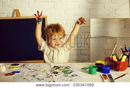Happy Boy Colors His Image & Photo (Free Trial) | Bigstock