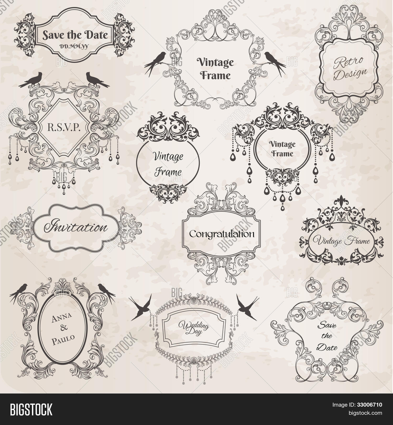 Vintage Frames Design Vector & Photo (Free Trial) | Bigstock