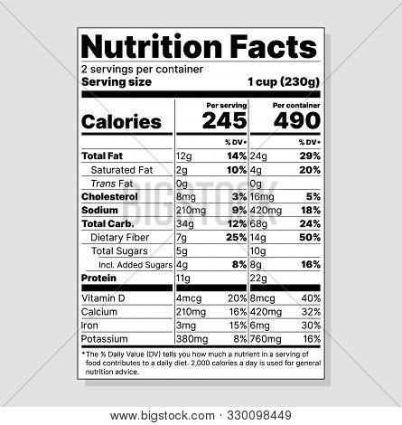 Label Nutrition Facts Vector & Photo (Free Trial) | Bigstock