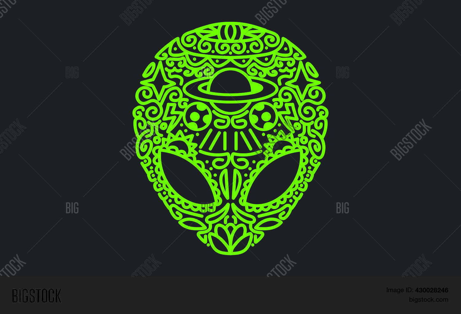 Vector y foto Alien Face Head (prueba gratis) | Bigstock