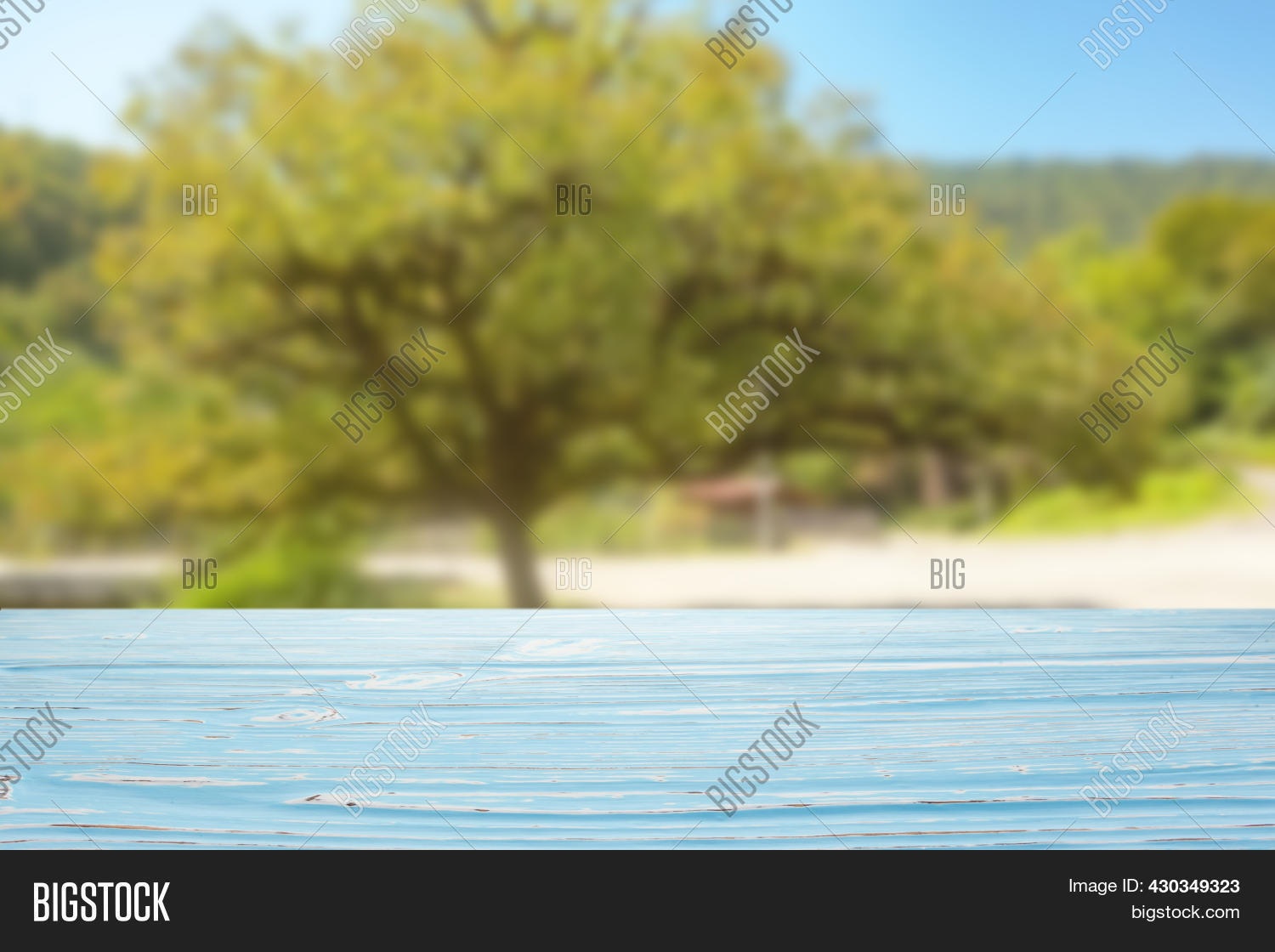 Blue Wood Table Top On Image & Photo (Free Trial) | Bigstock