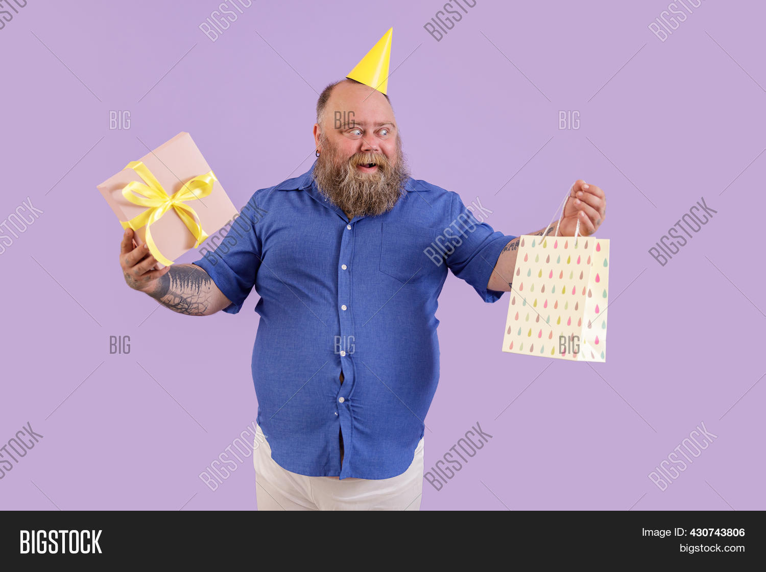 Excited Fat Man Party Image & Photo (Free Trial) | Bigstock