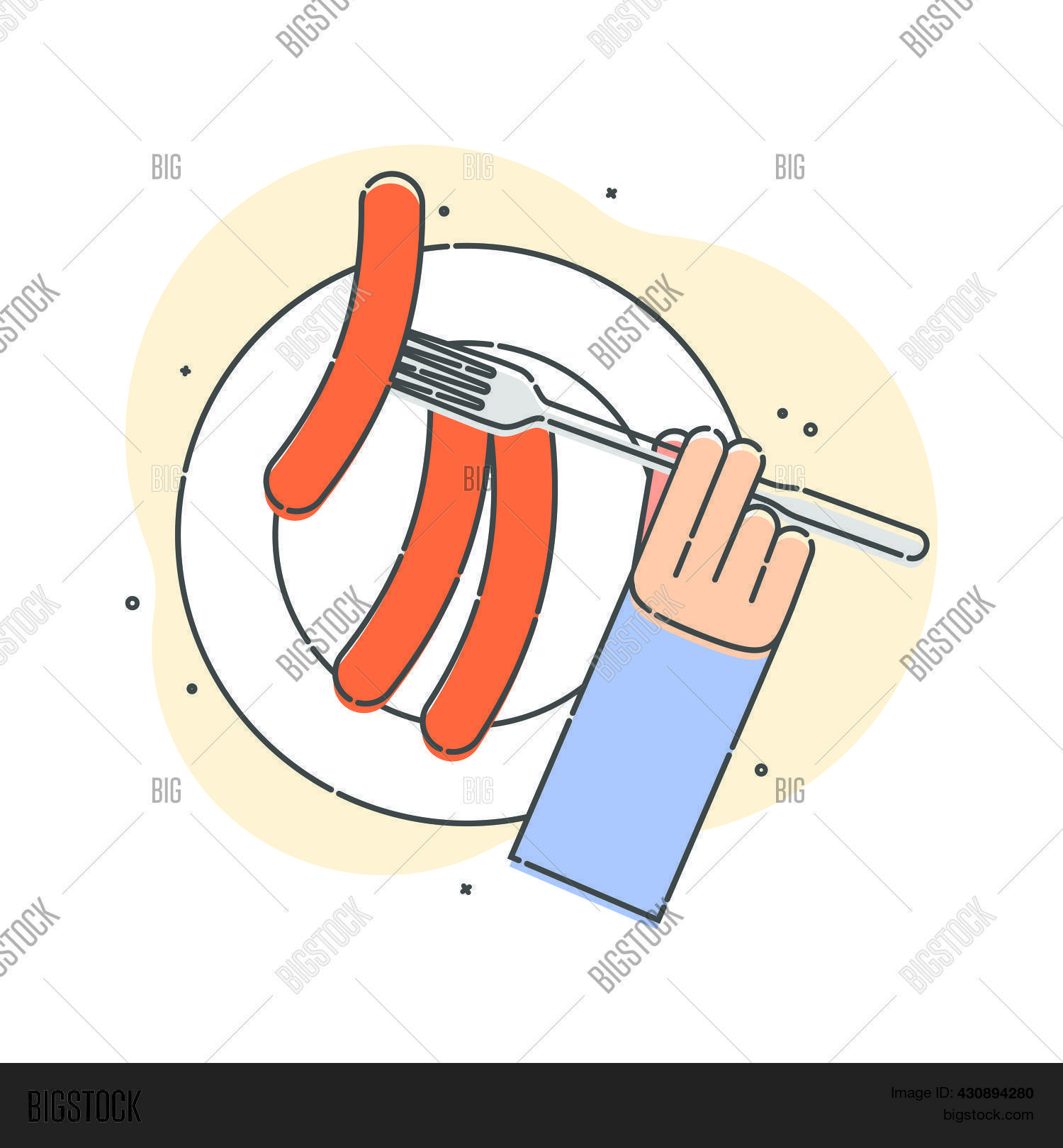 Sausage On Fork Human Vector & Photo (Free Trial) | Bigstock