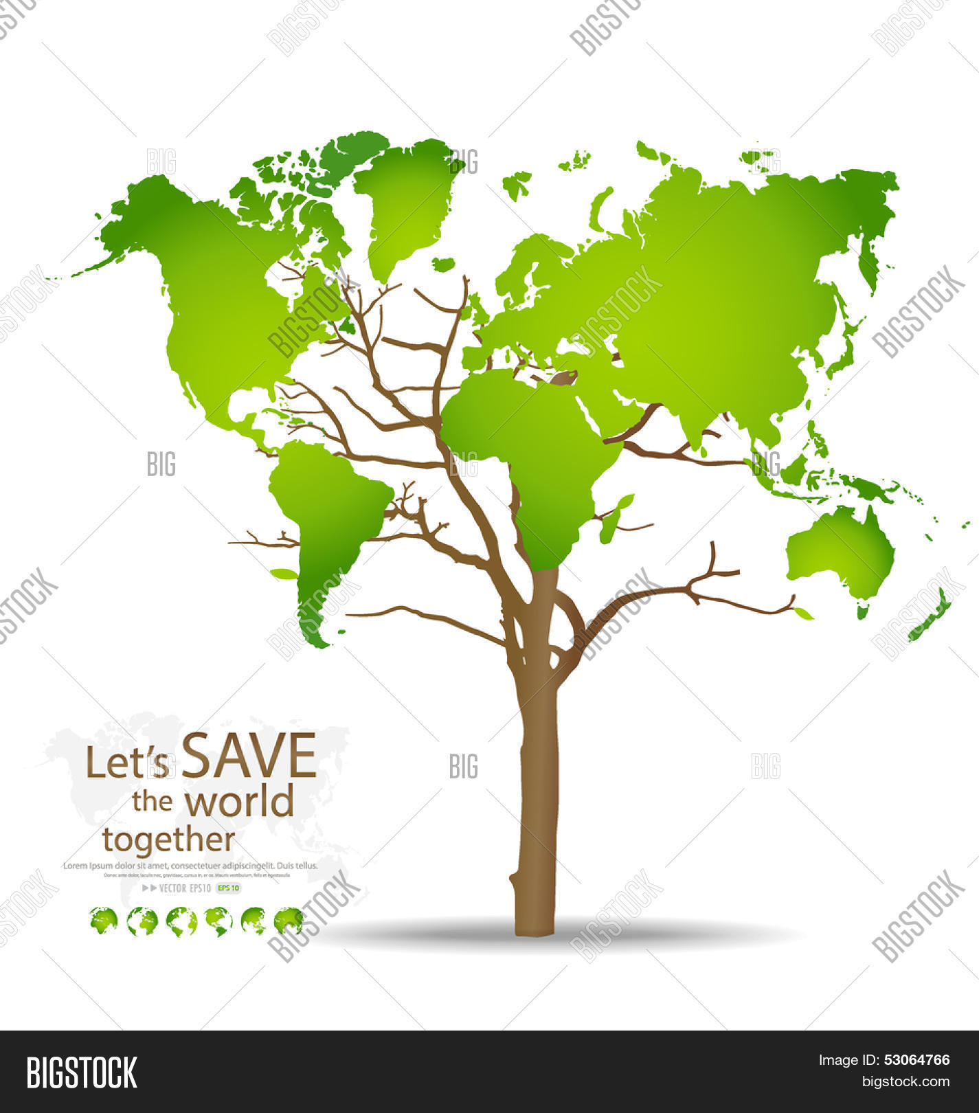Tree Shaped World Map Vector & Photo (Free Trial) | Bigstock