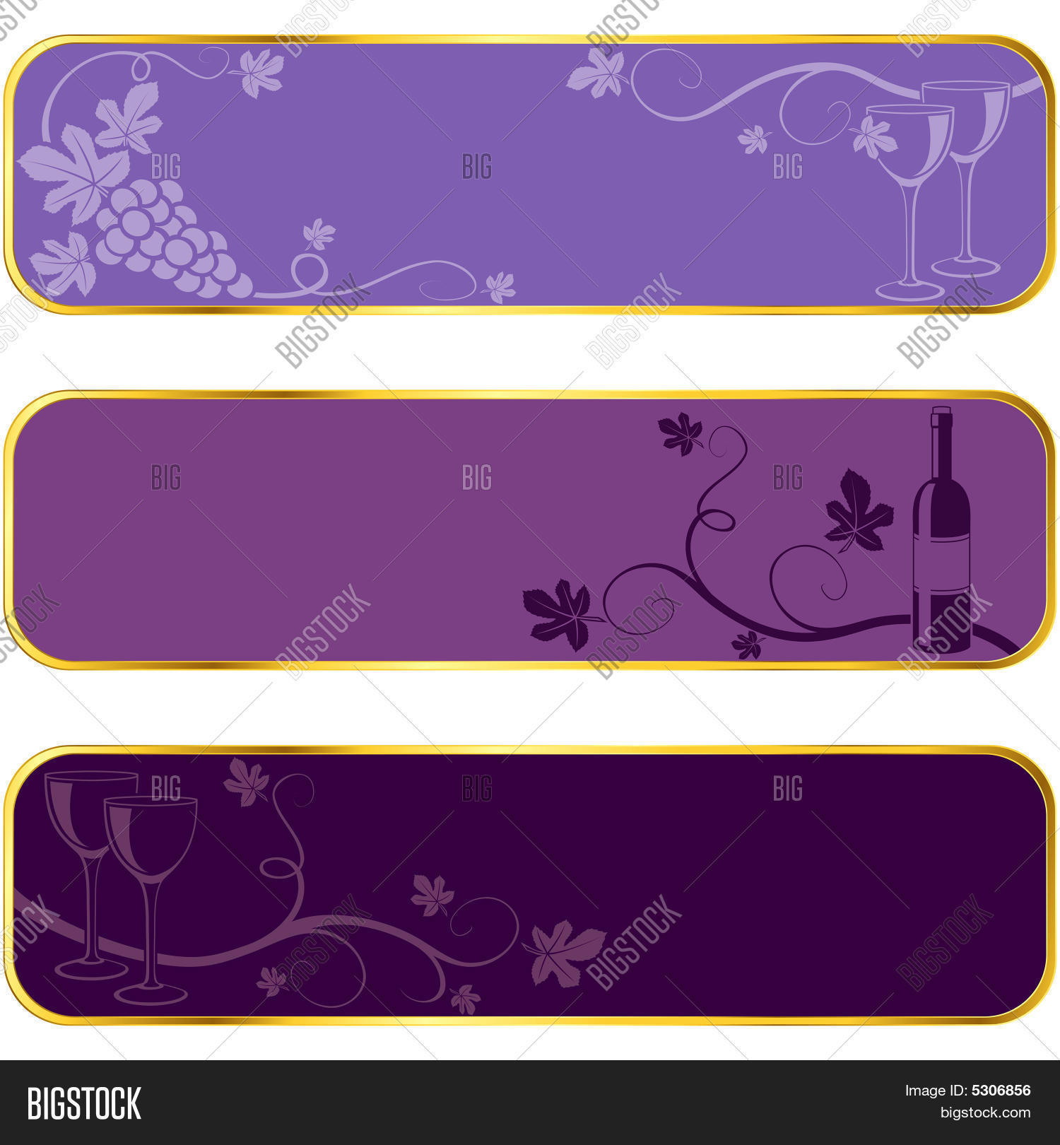 Wine Banners Gold Rim Vector & Photo (Free Trial) | Bigstock