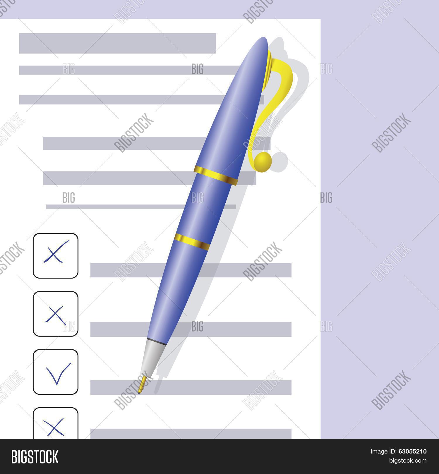 Checklist Pen Vector & Photo (Free Trial) | Bigstock