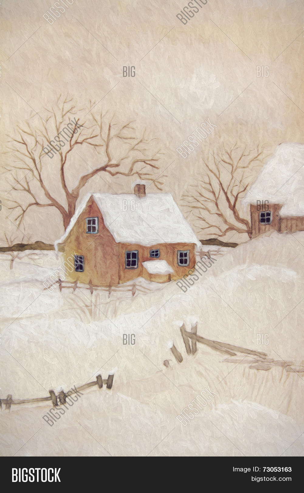 Winter Scene Farmhouse Image & Photo (Free Trial) | Bigstock