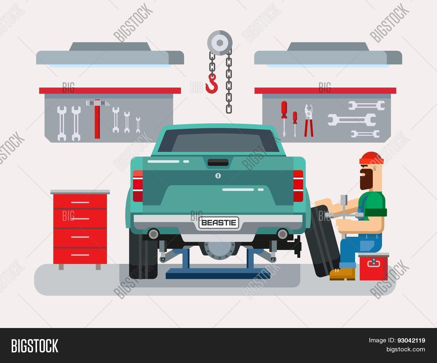 Mechanic Repairs Car Vector & Photo (Free Trial) | Bigstock