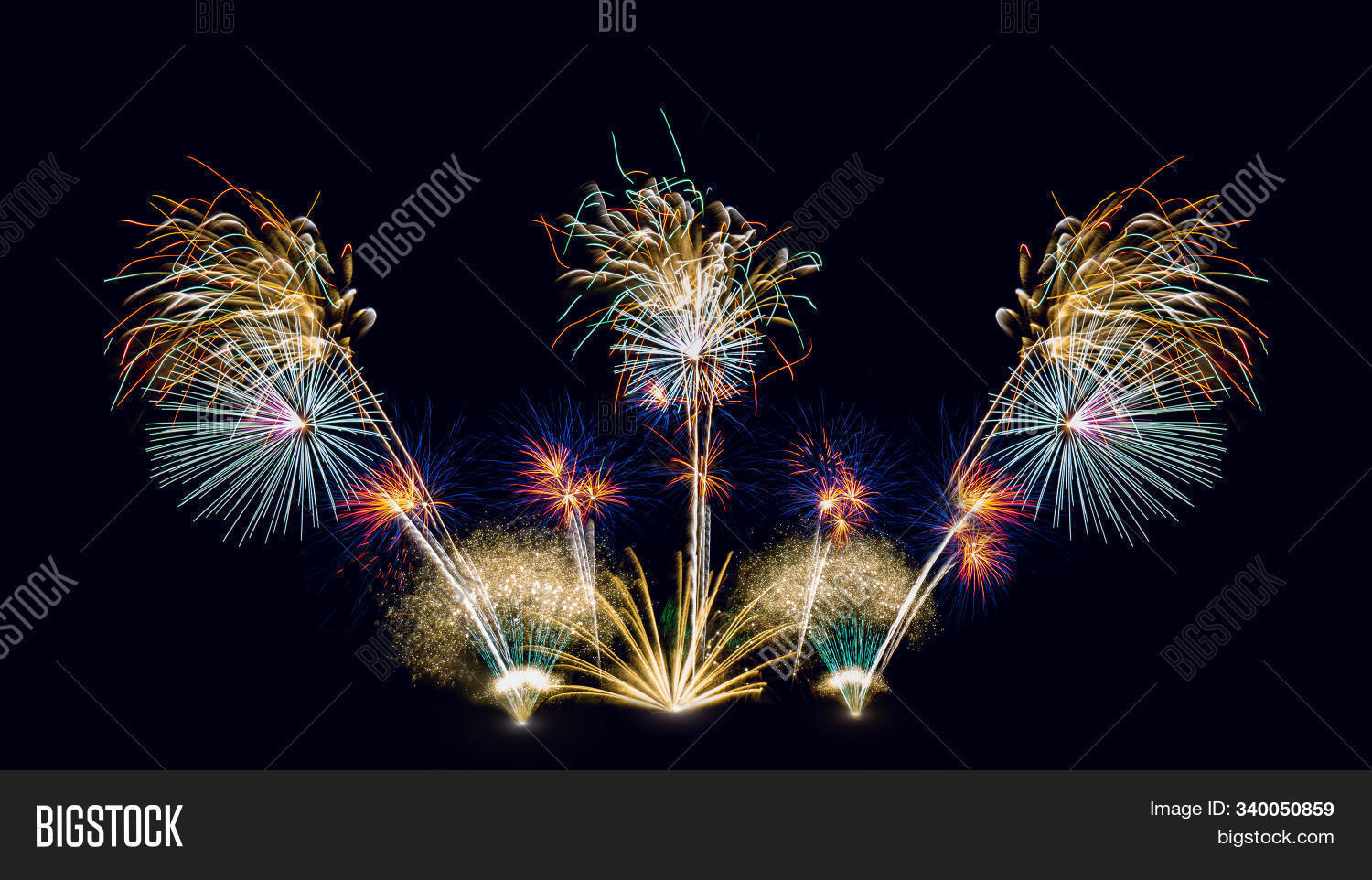 Fireworks On Night Sky Image & Photo (Free Trial) | Bigstock