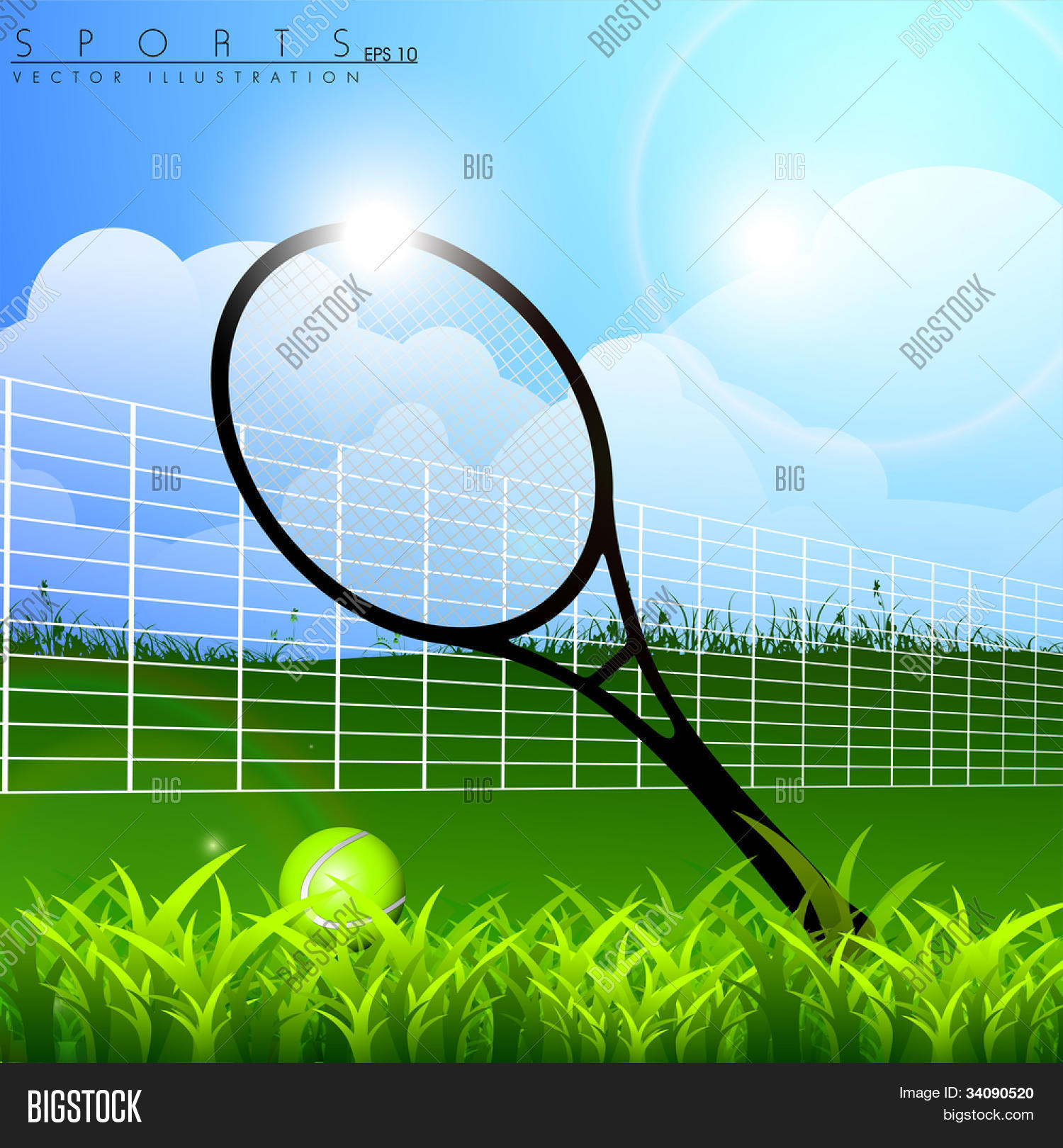 Tennis Racket Ball Vector & Photo (Free Trial) | Bigstock