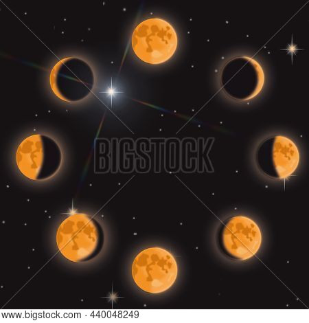 Phases Moon On Black Image & Photo (Free Trial) | Bigstock