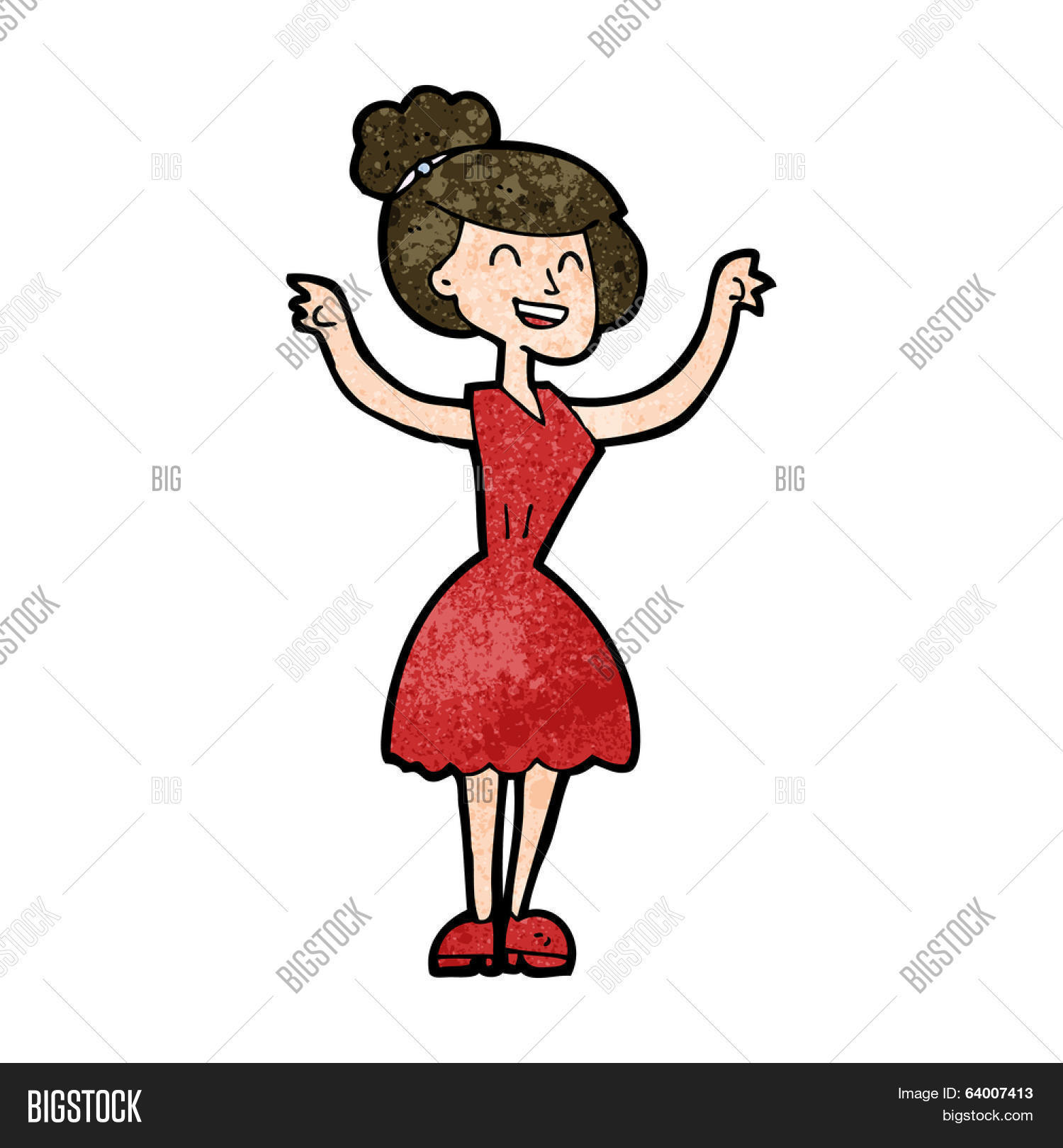 Cartoon Woman Raised Vector & Photo (Free Trial) | Bigstock